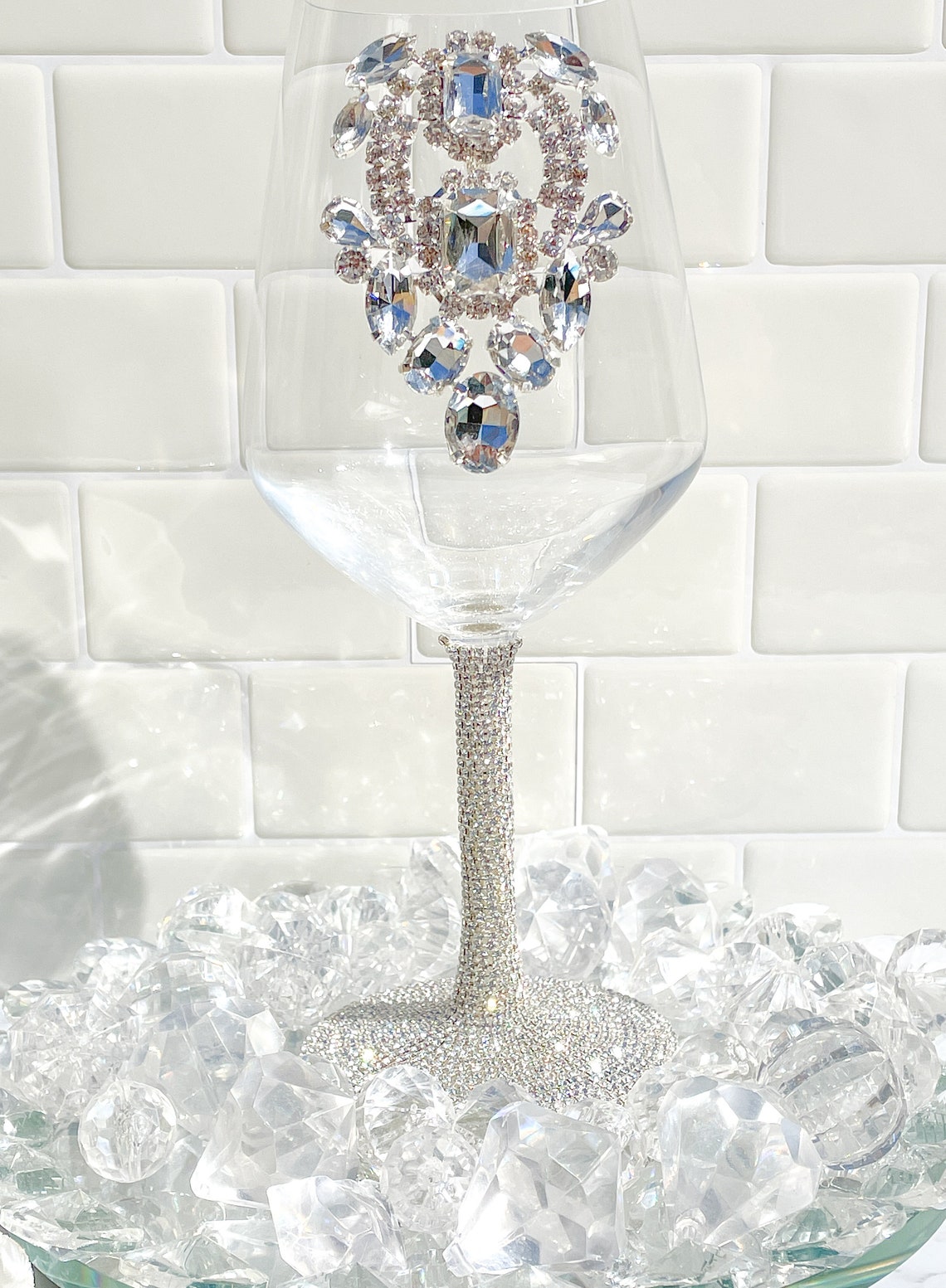 Glam Crystal Rhinestone Wine Glasses -glam Crystal Wine Glass / Diamond ...