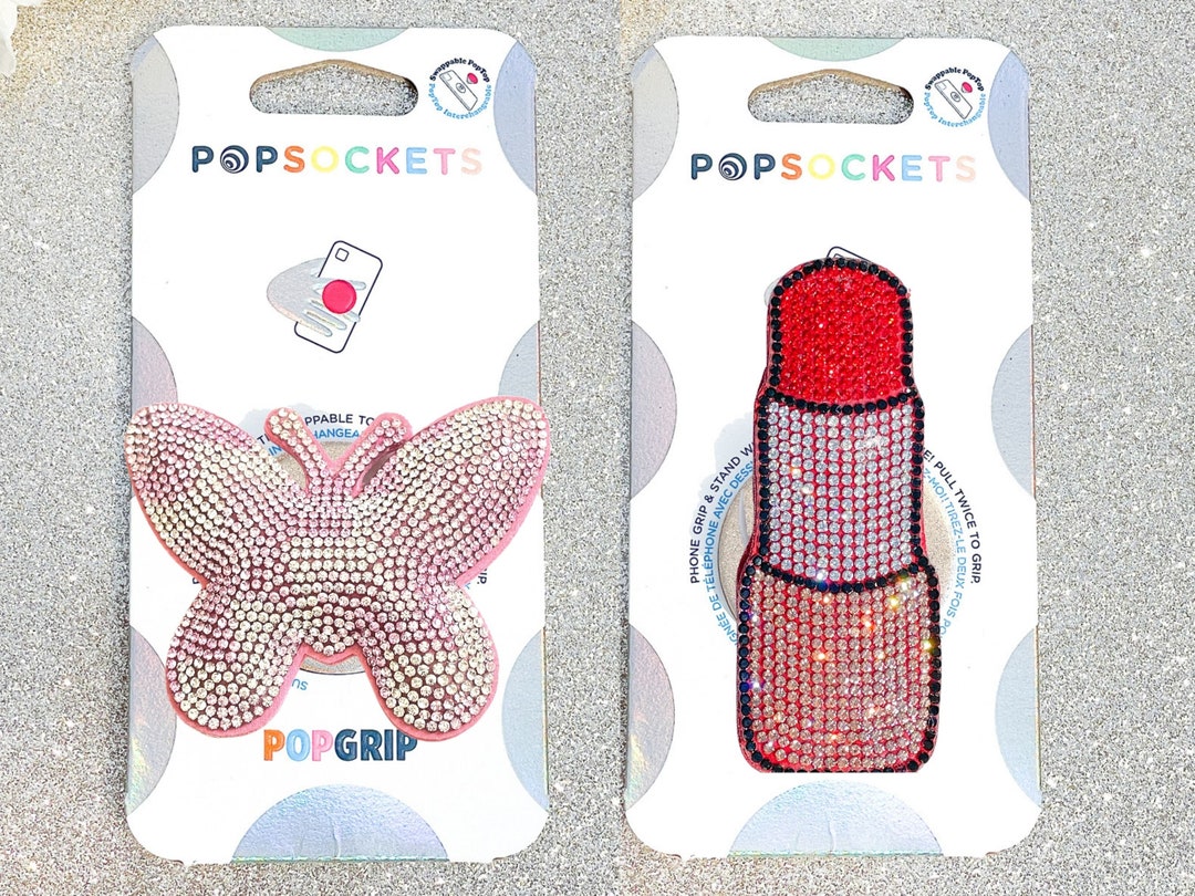 Rhinestone Butterfly and Red Lipstick Popsocket - Butterfly Popsocket ...