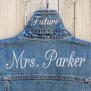 Future Mrs. "custom Name" Silver Rhinestone Kiss Lips Jean Jacket ...