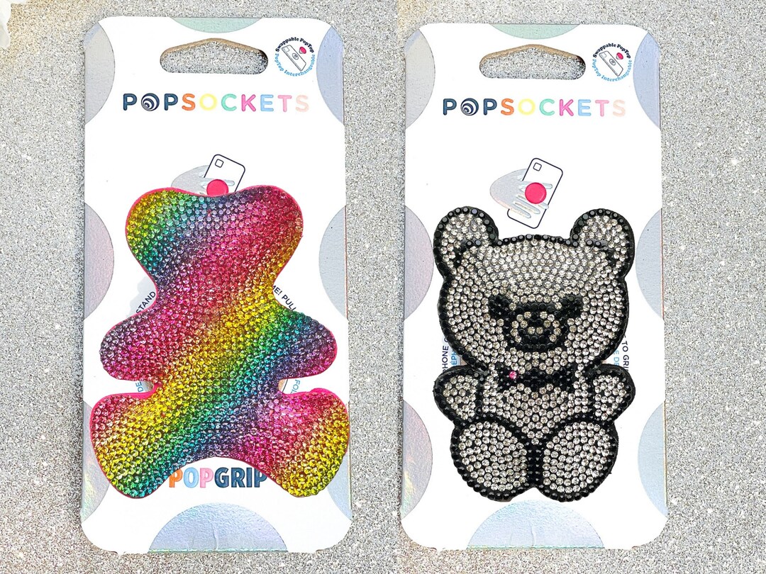 Rhinestone Rainbow or Silver Bear Popsocket - Rhinestone Bear / Rainbow ...