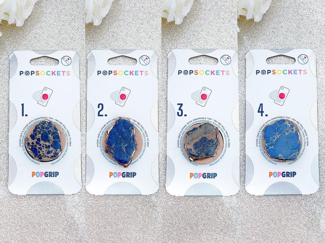 Blue Imperial Jasper Marble Gemstone Popsocket - Imperial Jasper ...