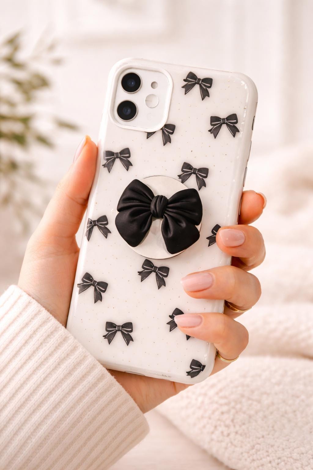 Bow Popsocket - Cute Phone Grip / Aesthetic Popsocket / Pink, Black ...
