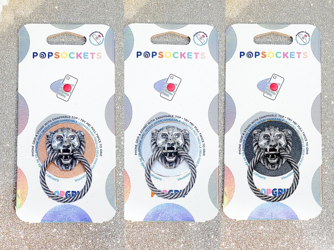 Silver Metal Lion Knocker Popsocket -lion Popsocket / Lion Popgrip ...