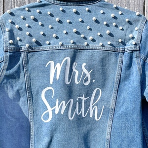 Mrs. "custom Name" Bridal Jean Jacket -bachelorette Jacket / Bride ...
