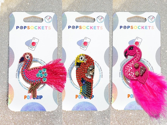 Beaded and Rhinestone Flamingo and Parrot Popsocket beaded - Etsy