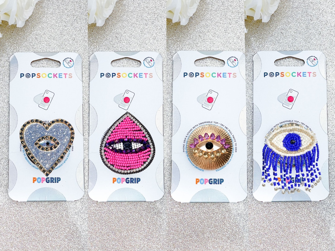 Evil Eye Popsocket - Rhinestone Evil Eye / Bling Evil Eye / Beaded Evil Eye Phone Grip / Fringe ...