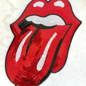 Sequin Rock and Roll Tongue Patch - Sequin Red Lips Patch / Sequin Pink Lips Patch / Iridescent ...