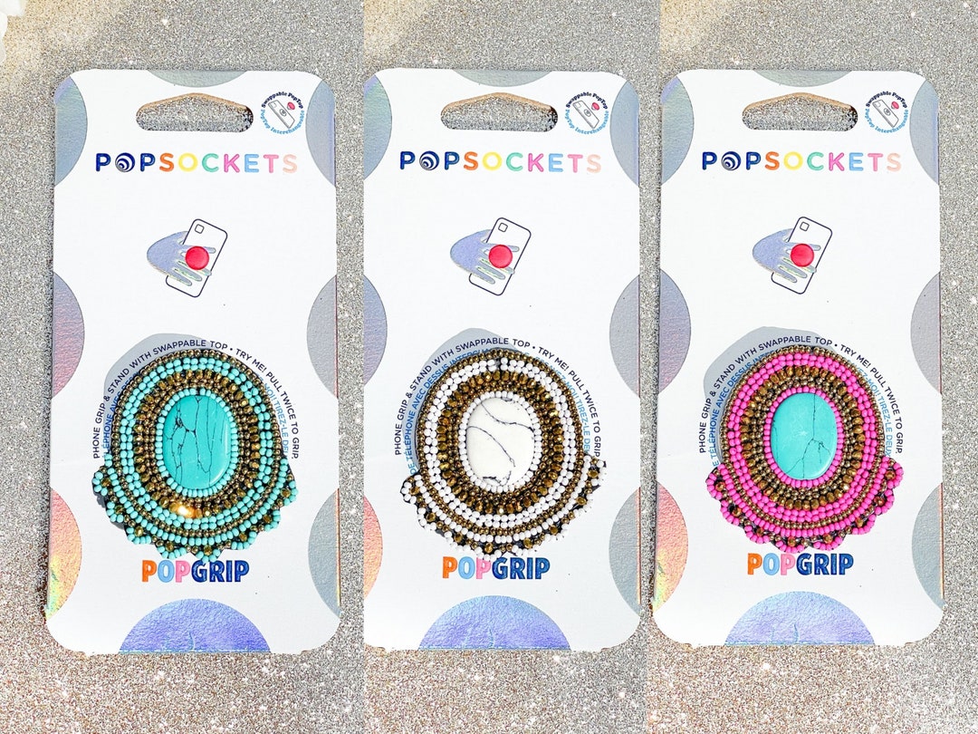 Beaded and Marble Popsocket - Turquoise Popsocket / Marble Phone Grip ...