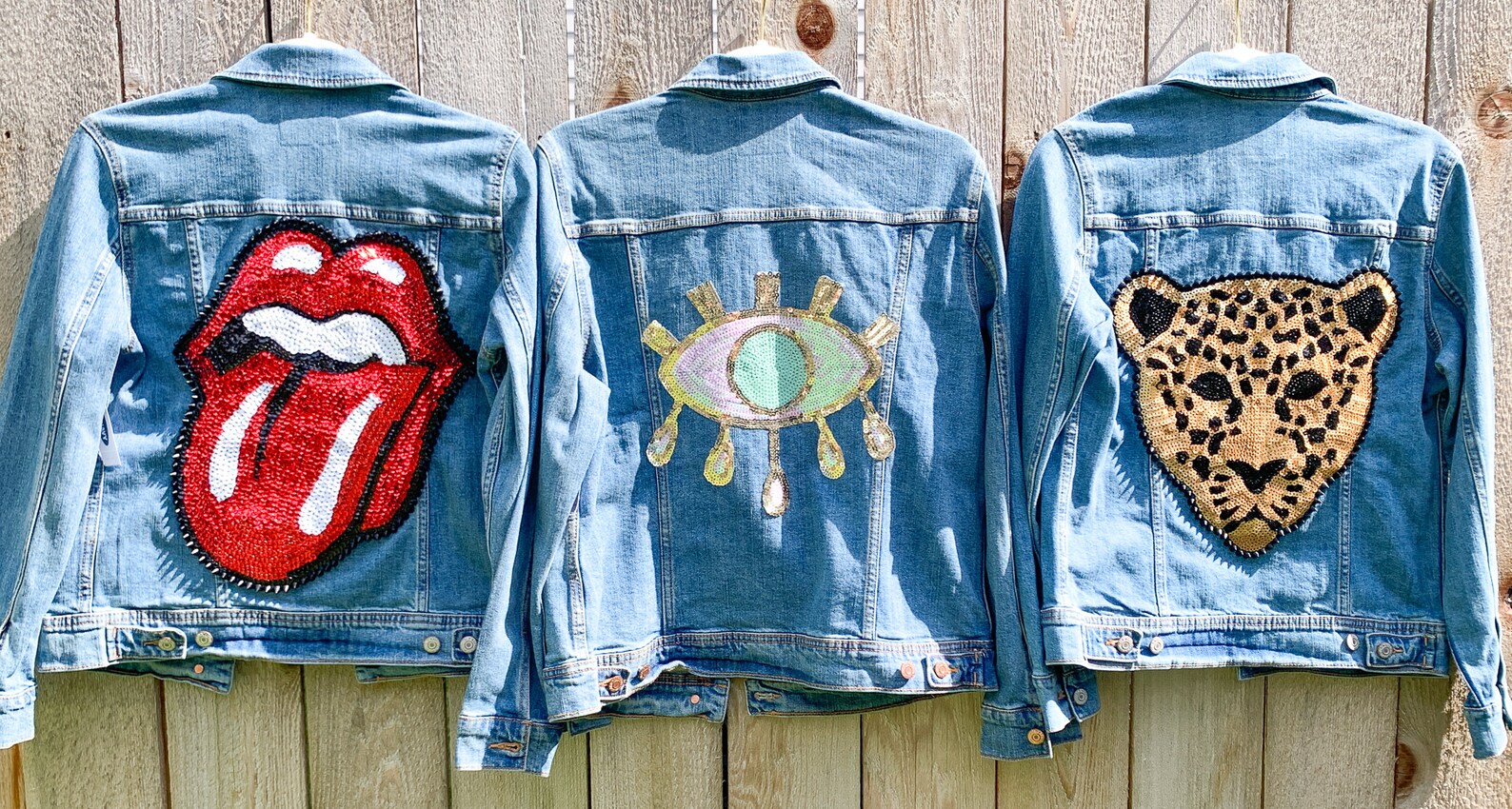 Red Sequin Lips Jean Jacket Custom Jean Jacket / Red Lips | Etsy