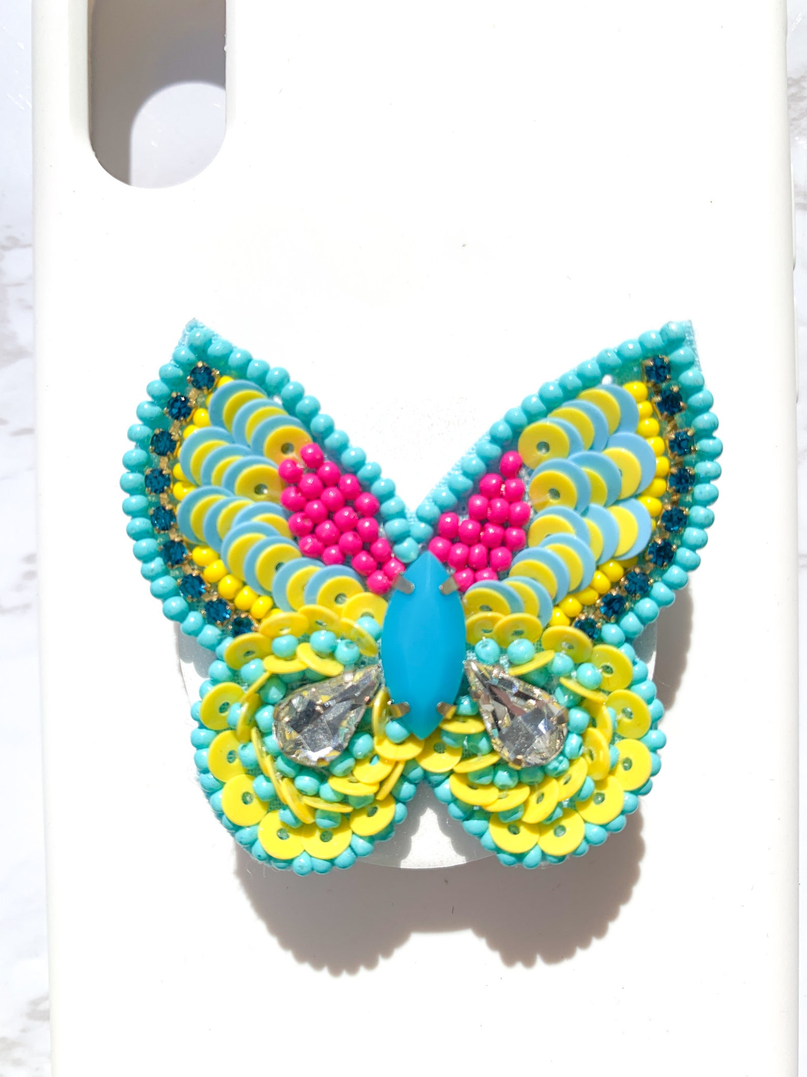 Beaded and Rhinestone Butterfly Popsocket Beaded Popsocket / | Etsy