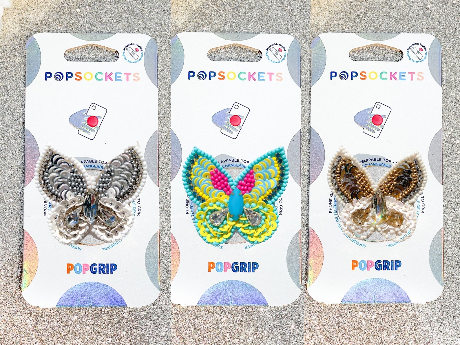 Beaded and Rhinestone Butterfly Popsocket Beaded Popsocket / | Etsy