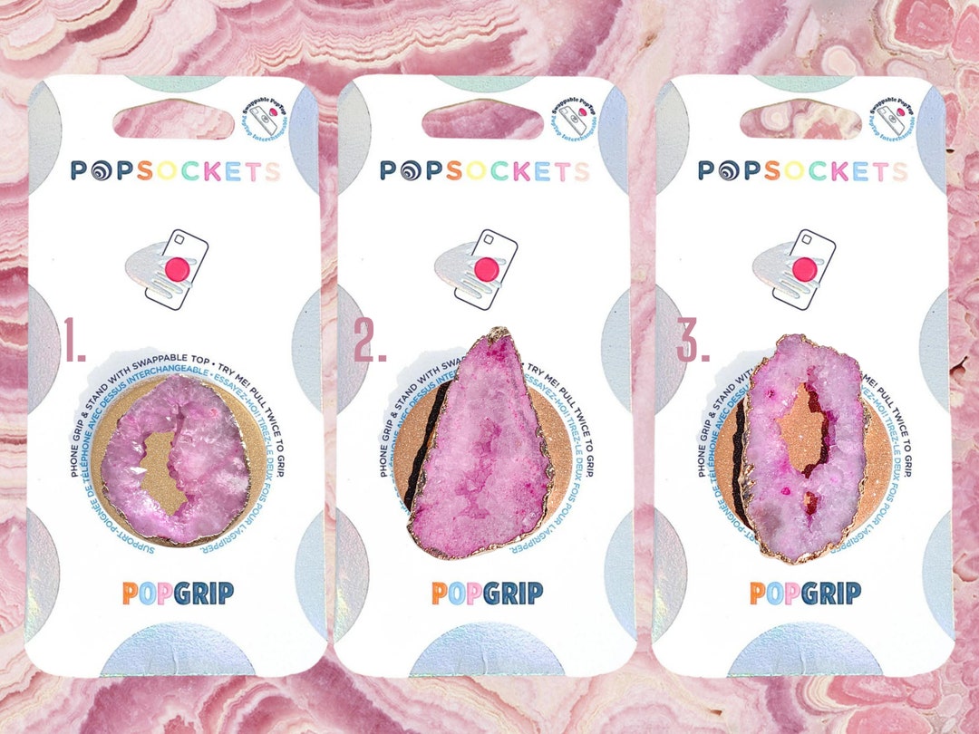 Rose Quartz Pink Geode Popsocket Druzy Popsocket / Agate Popsocket ...