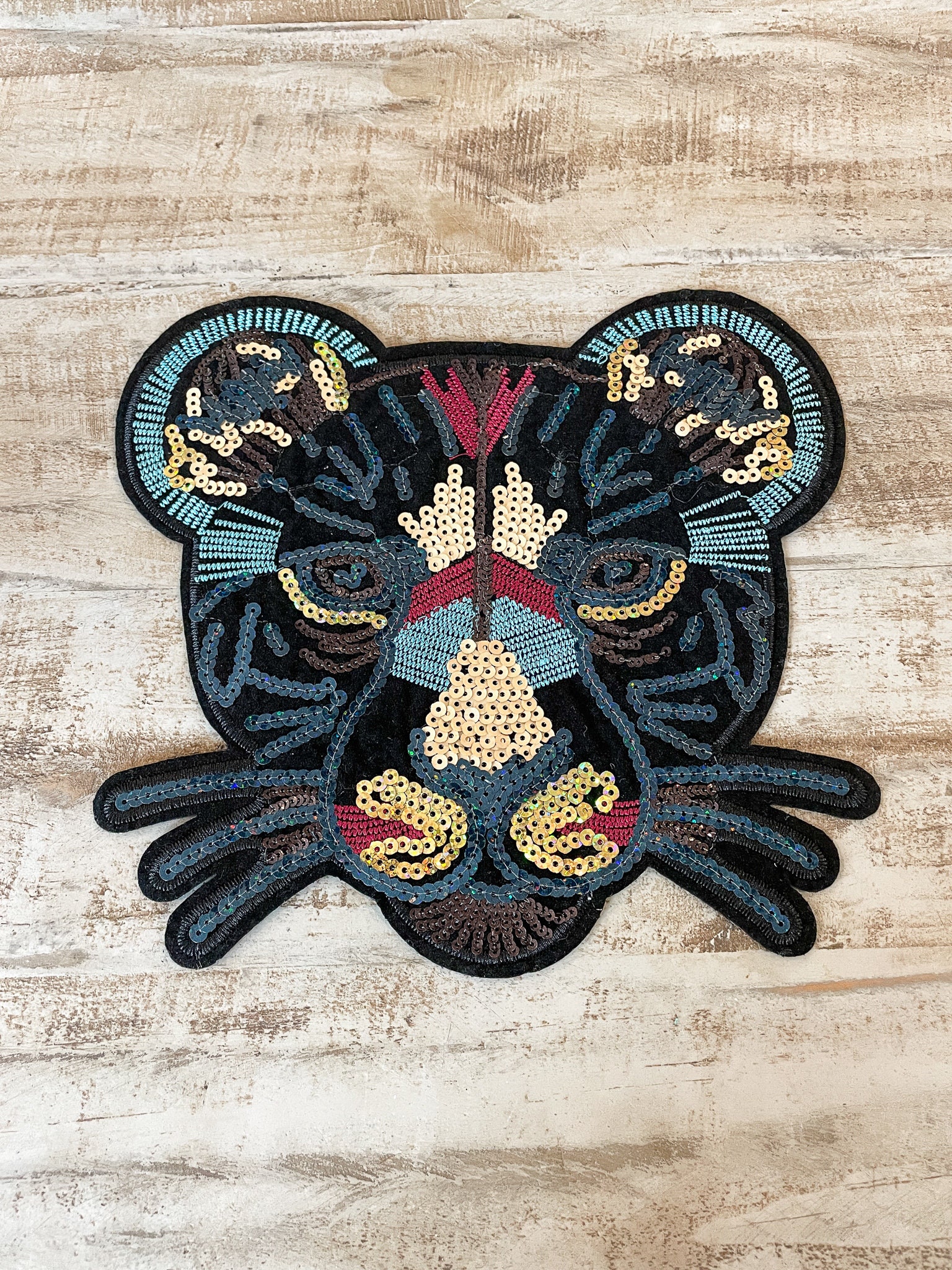 Sequin Leopard Jaguar Patch - Gold Leopard Patch / Black Leopard Patch ...