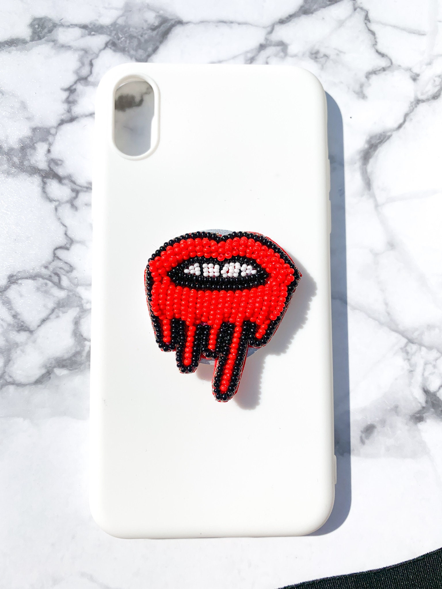 Beaded and Rhinestone Red Lips Popsocket Lips Popsocket / - Etsy