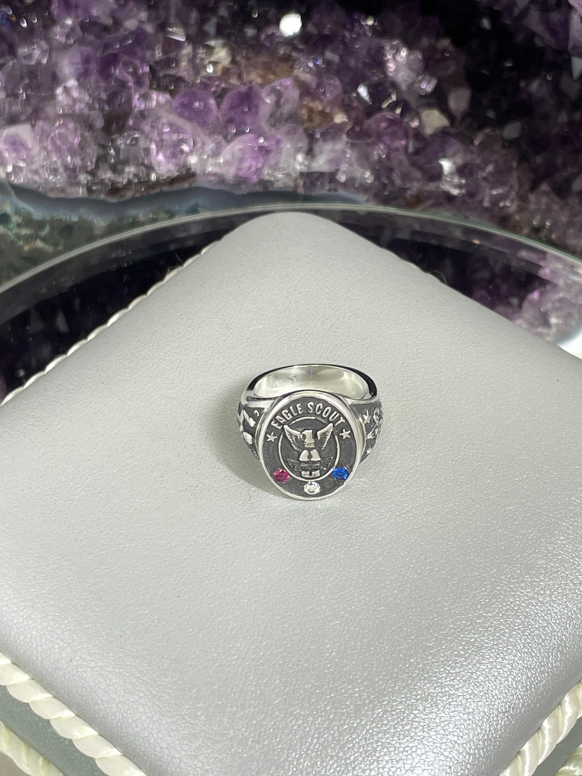 Custom Made eagle Scout Ring in Solid Sterling - Etsy