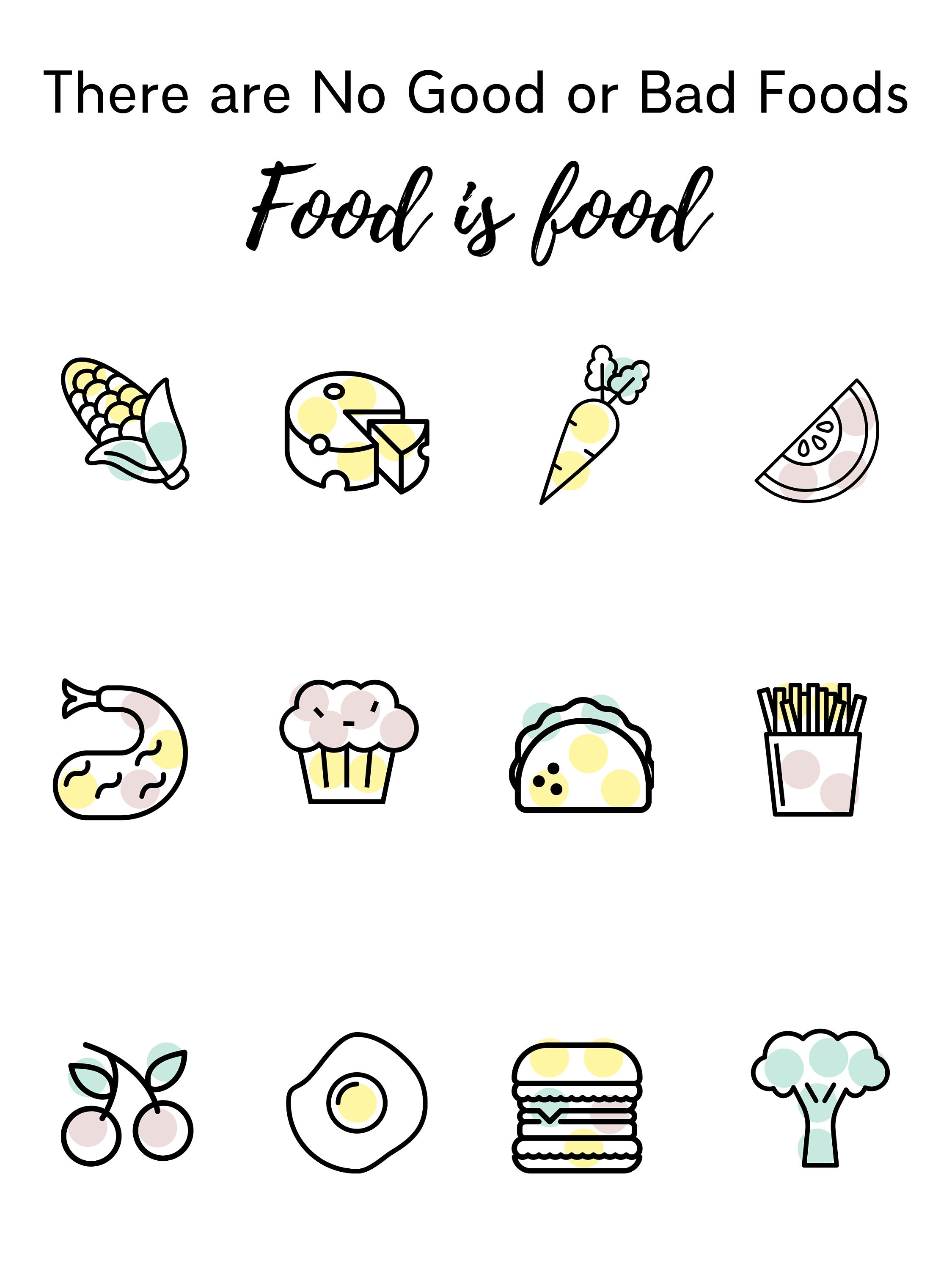 No Good Foods or Bad Foods Print Poster Food Freedom Dietitian | Etsy