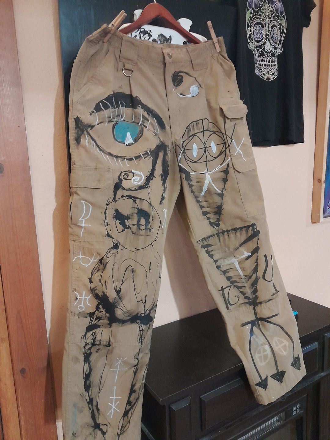 Hand Painted Pants, One of a Kind Art, Wearable Art, Hand Decorated ...