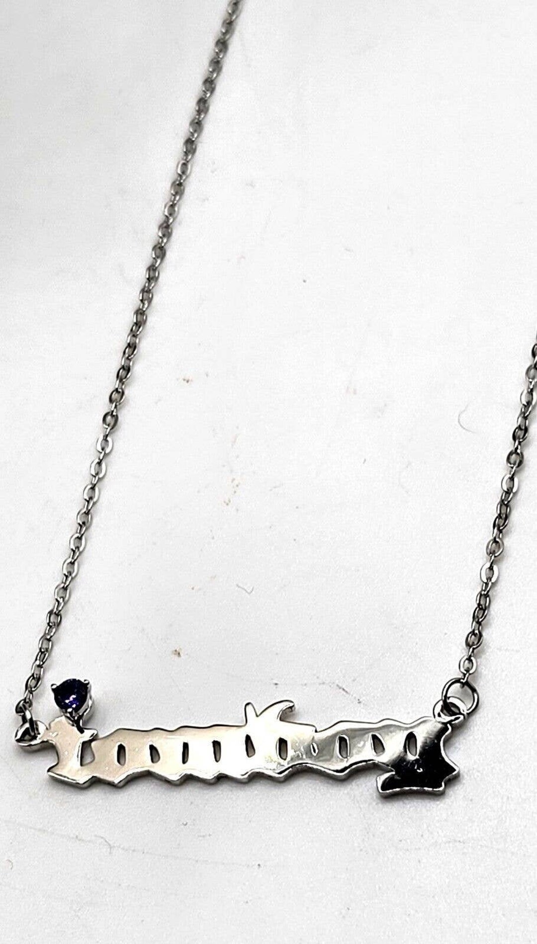 Sterling Silver "tomboy" Bar Pendant Amethyst Chain Necklace 15-17" - Etsy