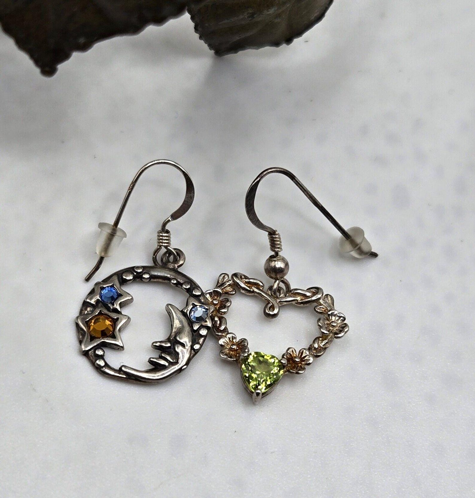 Sterling Silver Mismatched Irish Celestial Gemstone Dangle Drop ...