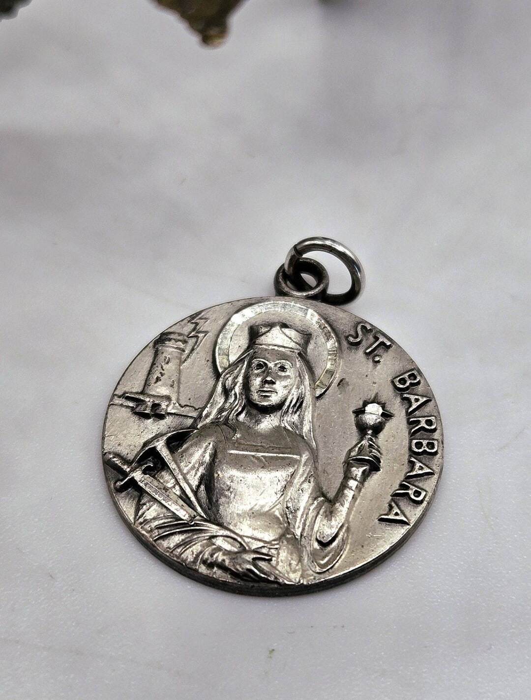 Vintage Antaya Sterling Silver Saint Barbara Medal Religious Charm ...