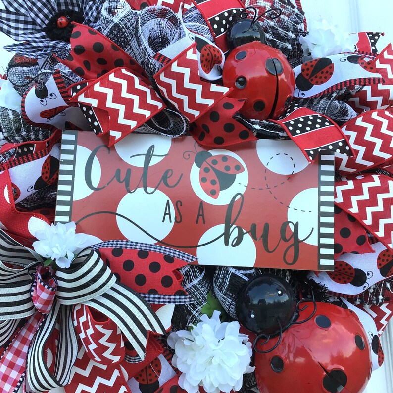 Ladybug Wreath Deco Mesh Front Door Wreath Ladybug Decor - Etsy