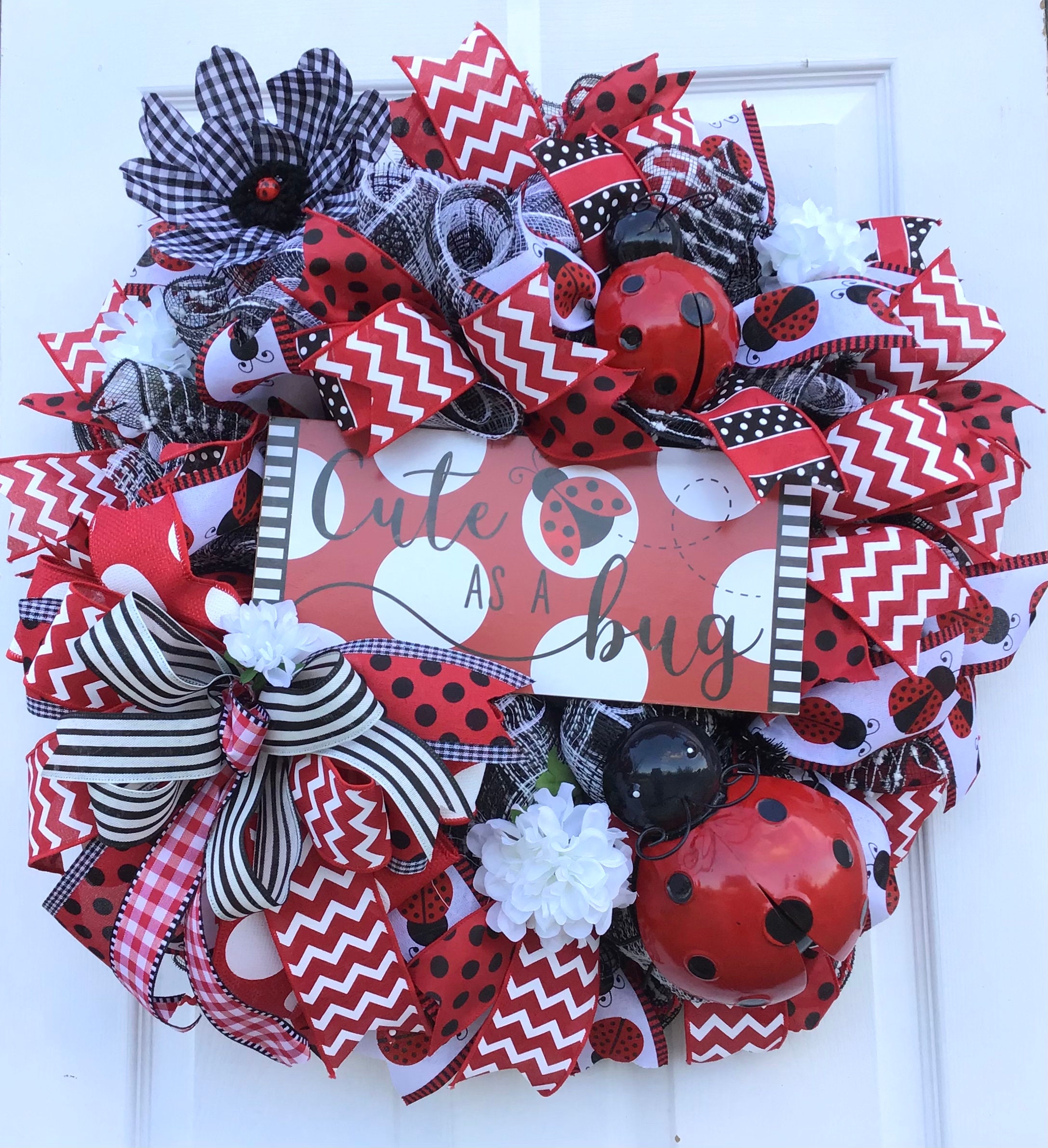 Ladybug Wreath Deco Mesh Front Door Wreath Ladybug Decor - Etsy