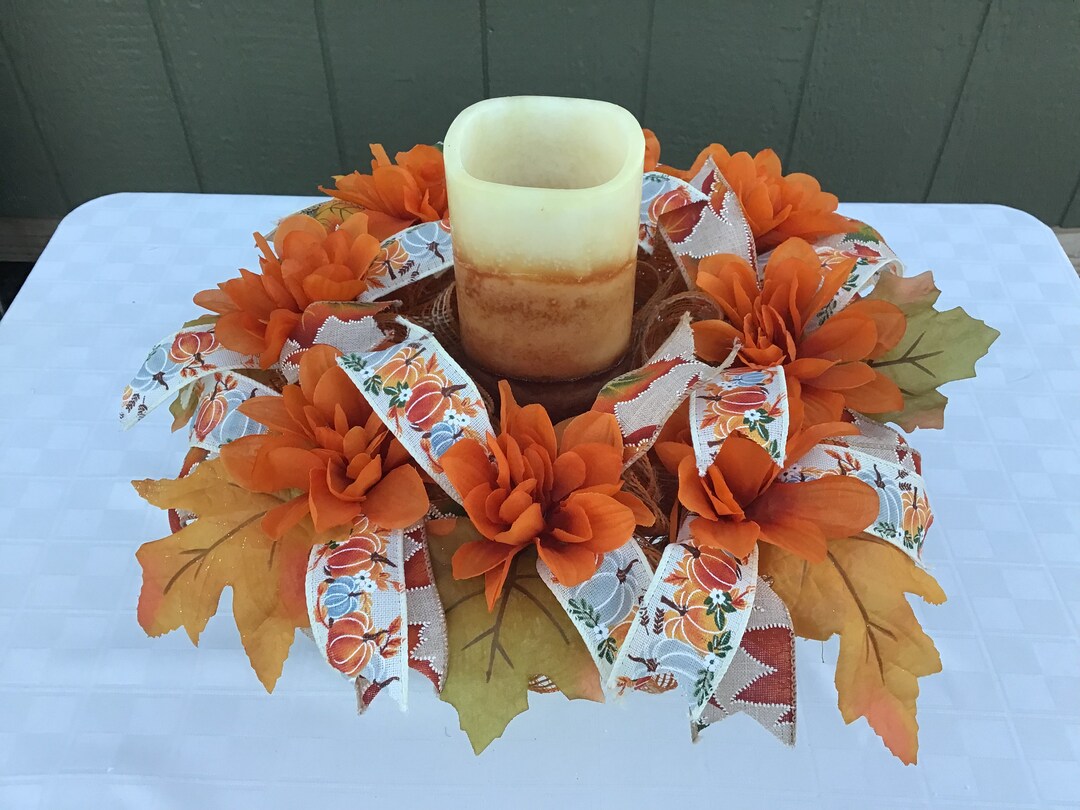 Fall Small Centerpiece Candle Ring, Fall Table Decor, Autumn Decor - Etsy