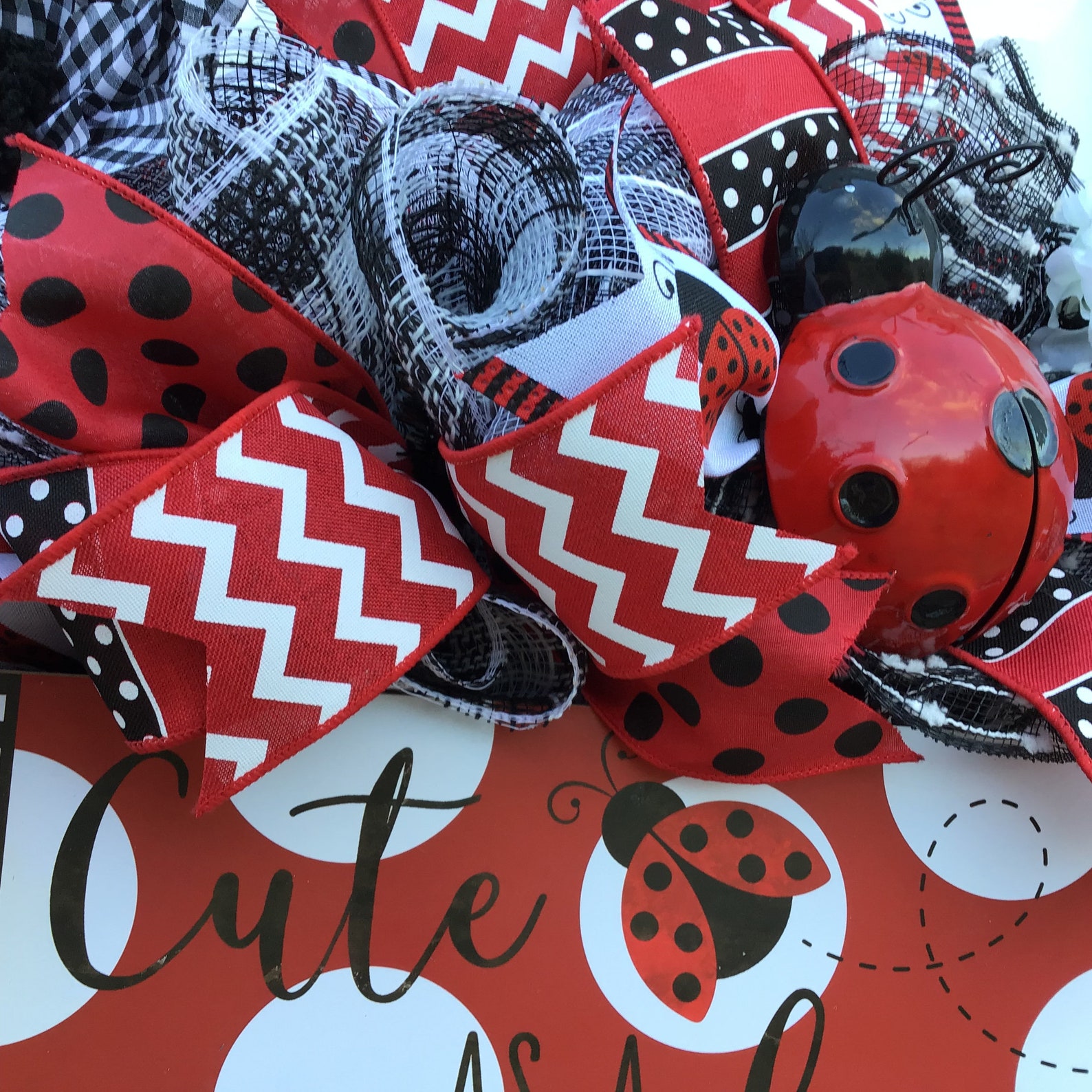 Ladybug Wreath Deco Mesh Front Door Wreath Ladybug Decor - Etsy