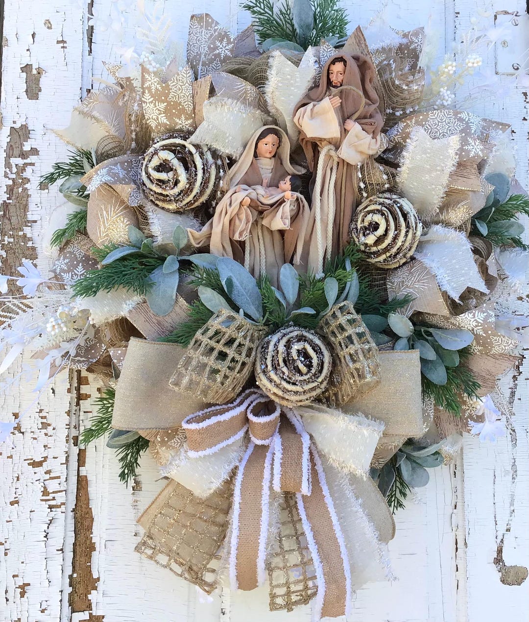 Rustic Nativity Christmas Wreath, Religious Christmas Wreath, Christmas ...