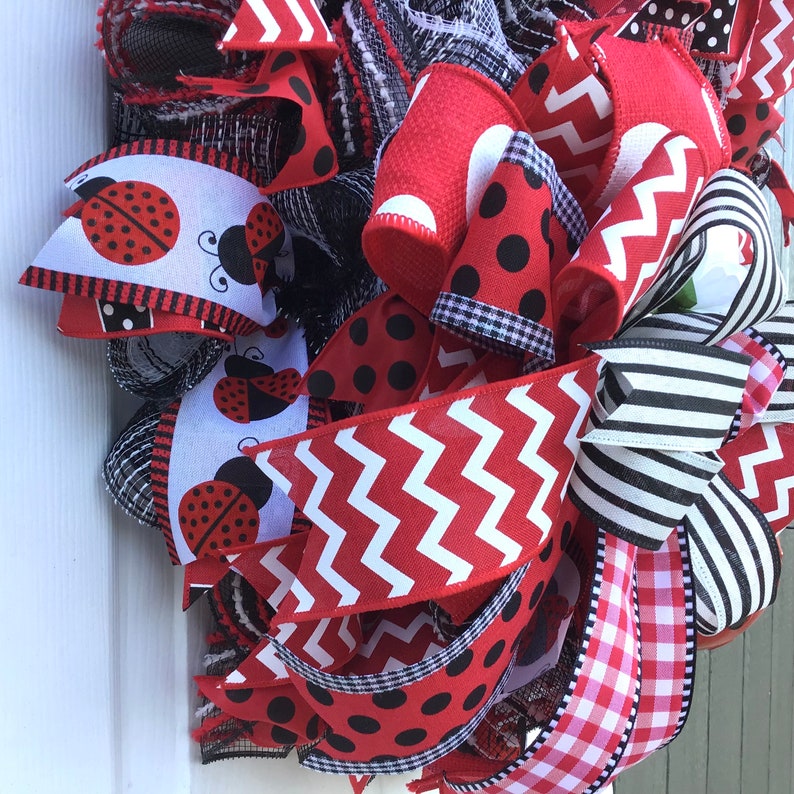 Ladybug Wreath Deco Mesh Front Door Wreath Ladybug Decor - Etsy