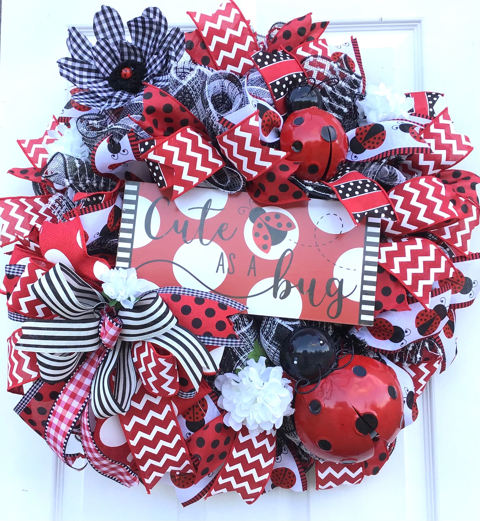 Ladybug Wreath Deco Mesh Front Door Wreath Ladybug Decor - Etsy