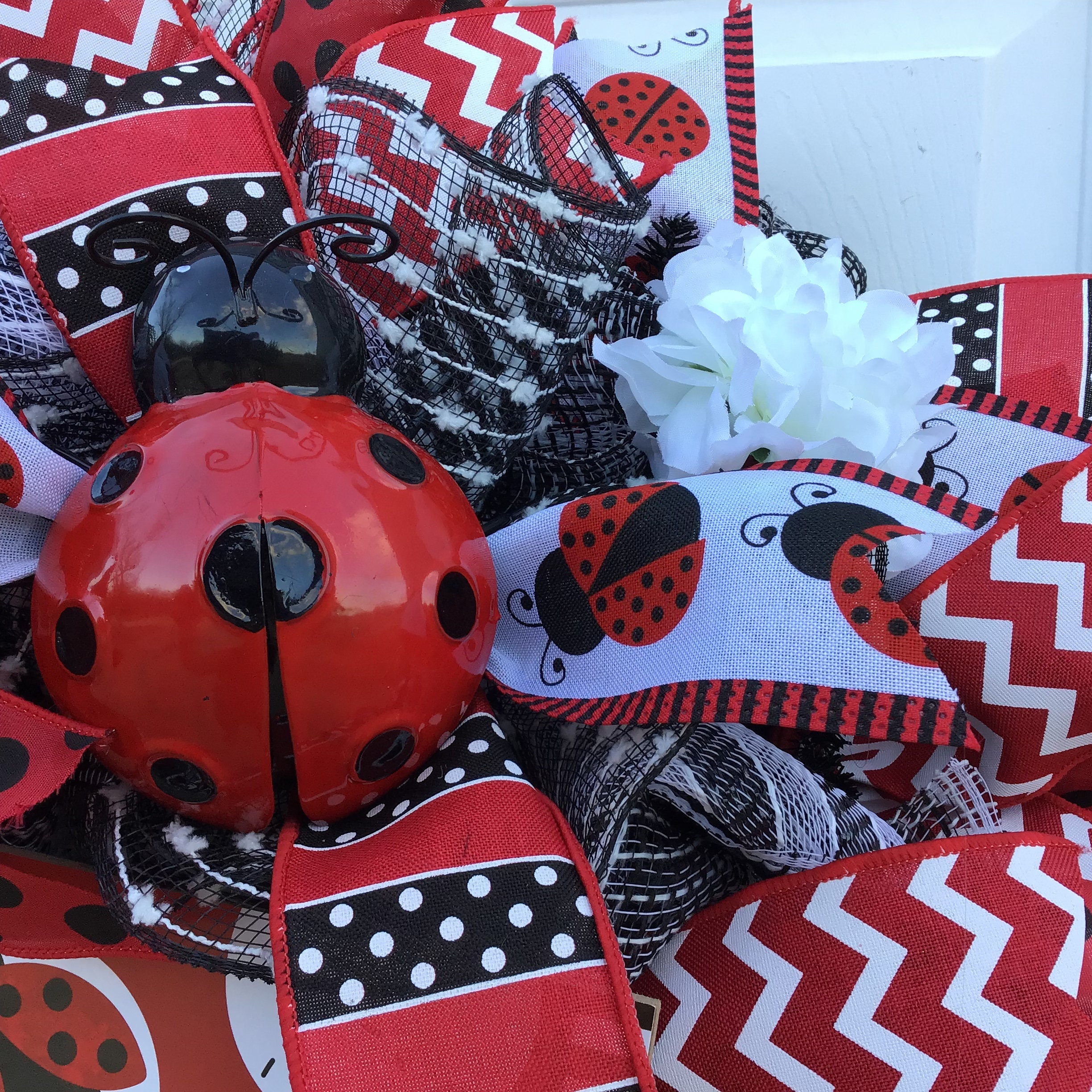 Ladybug Wreath Deco Mesh Front Door Wreath Ladybug Decor - Etsy