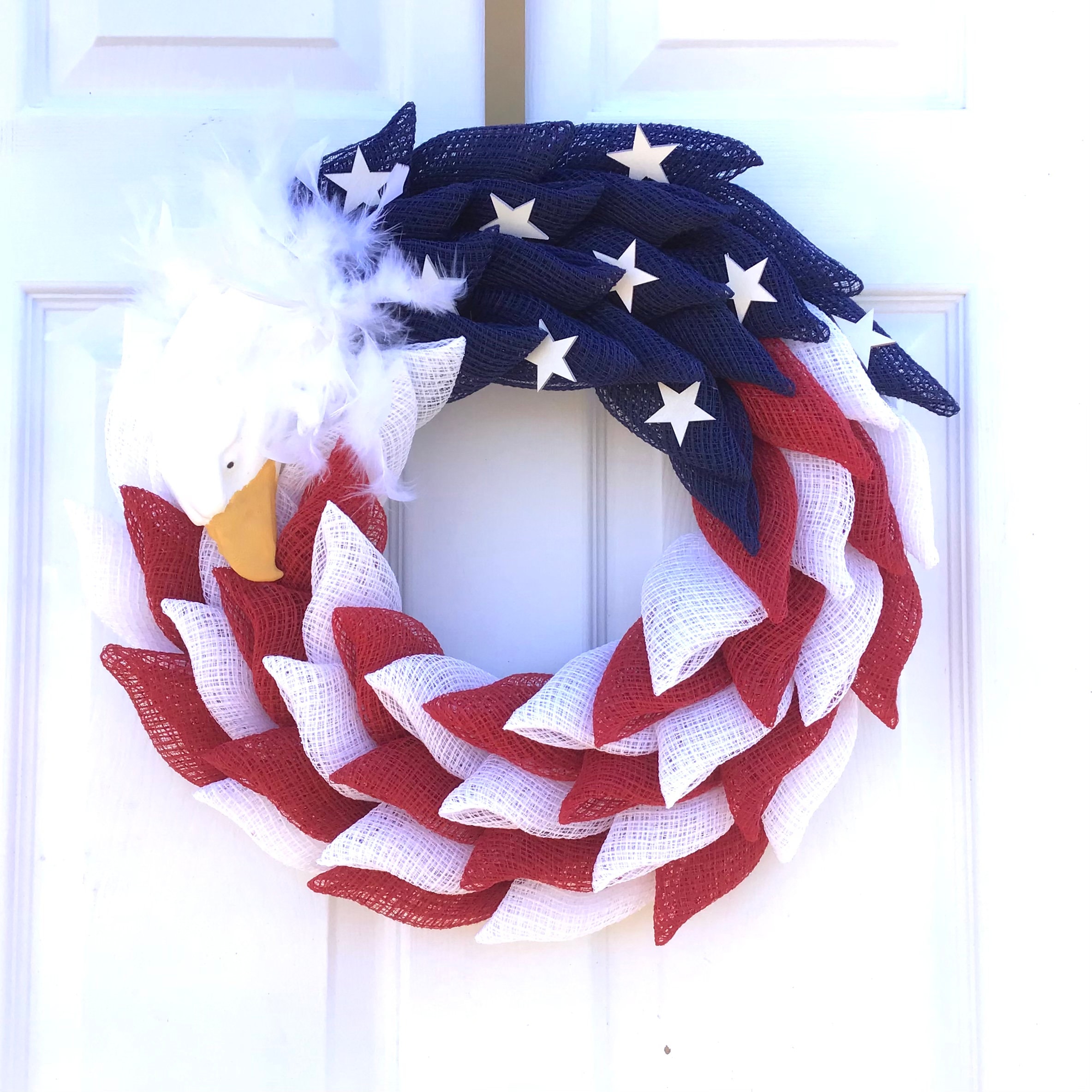American Flag Wreath With Eagle Head Patriotic Wreath for - Etsy