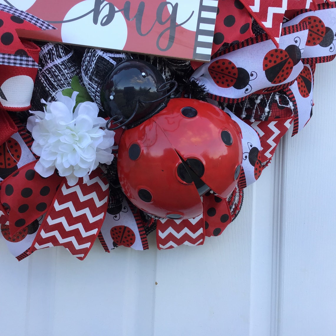 Ladybug Wreath Deco Mesh Front Door Wreath Ladybug Decor - Etsy