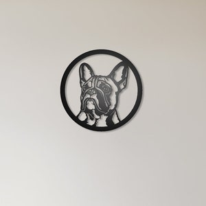 French Bulldog Silhouette Metal Sign - Frenchie Dog Love Round Steel ...