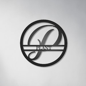 Round Personalized Family Name With Scroll Initial Metal Sign - Indoor ...