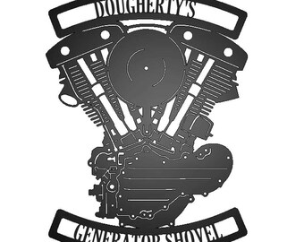 Shovelhead Engine Metal Garage Sign Biker Garage Steel Wall | Etsy