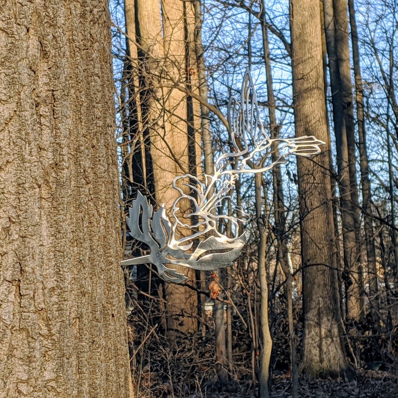 Hummingbird Metal Tree Sign - Raw Steel or Powder Coated Metal Bird ...