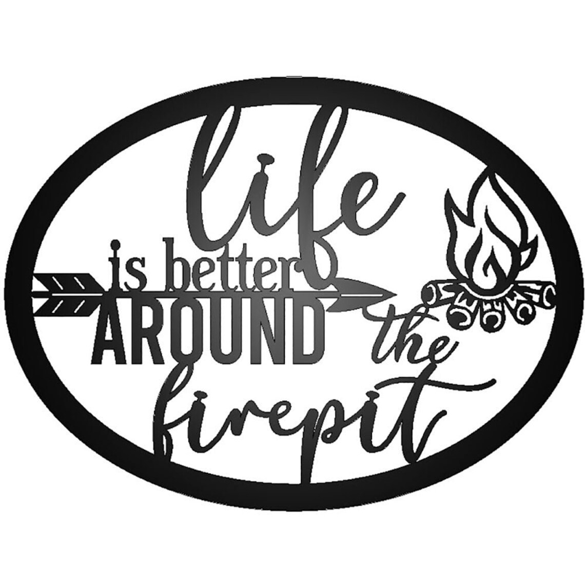 Life is Better Around the Fire Pit Metal Sign With Rear Mount Brackets ...
