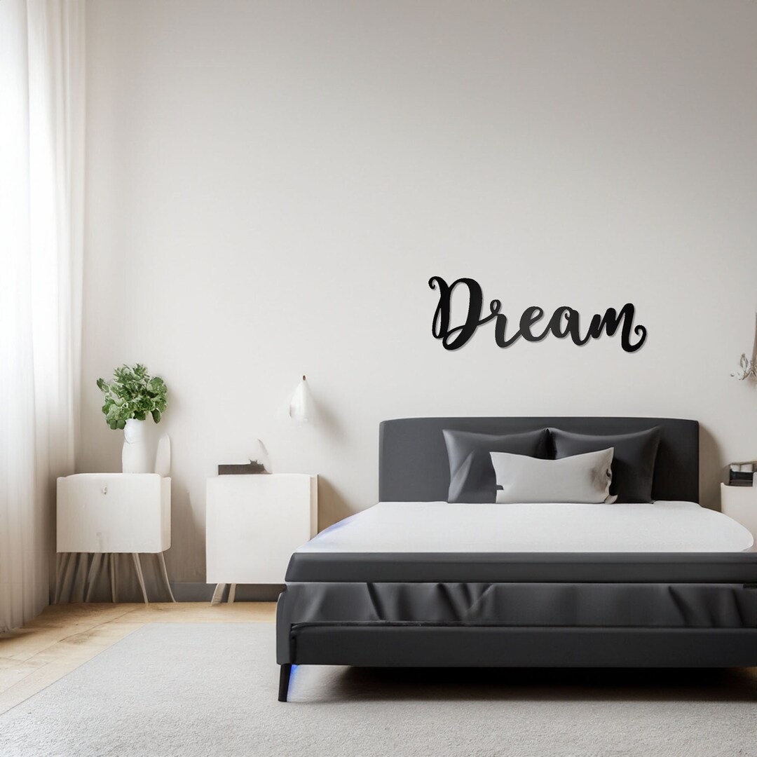 Dream Script Metal Sign - Black Steel Wall Hanging - Inspirational Gift ...