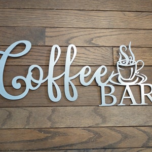 Coffee Bar Script Metal Sign Home Coffee Area Wall Décor Steel Script ...