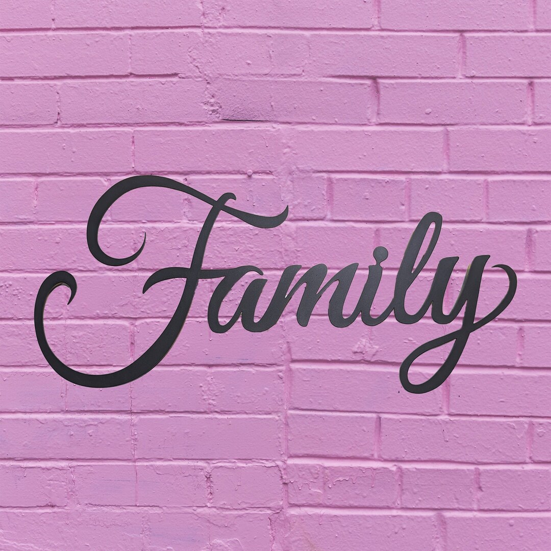 Family Script Metal Sign - Cursive Steel Word Art - Indoor or Outdoor ...