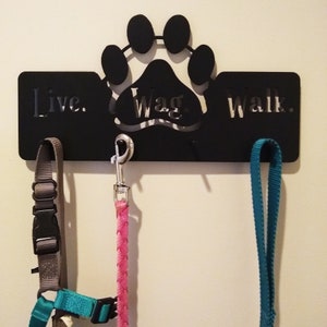 Live, Wag, Walk Metal Wall Mount Dog Leash Hanger With Rear Welded Rear ...