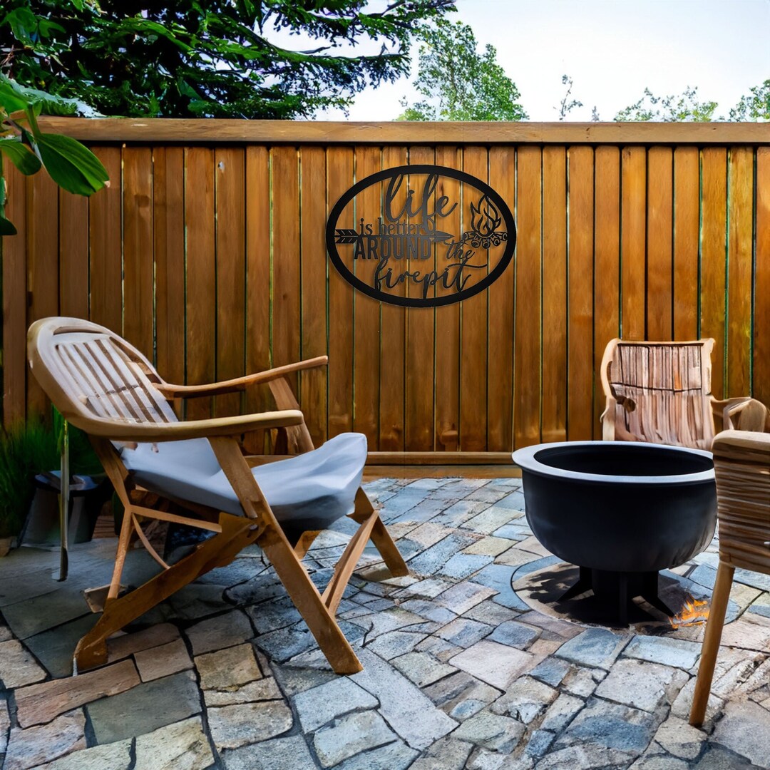 Life is Better Around the Fire Pit Metal Sign With Rear Mount Brackets ...