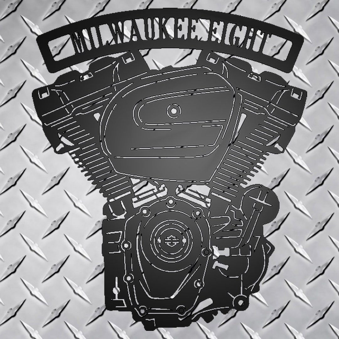 Milwaukee Eight Engine Metal Garage Sign - Laser Cut Steel Motor Wall ...