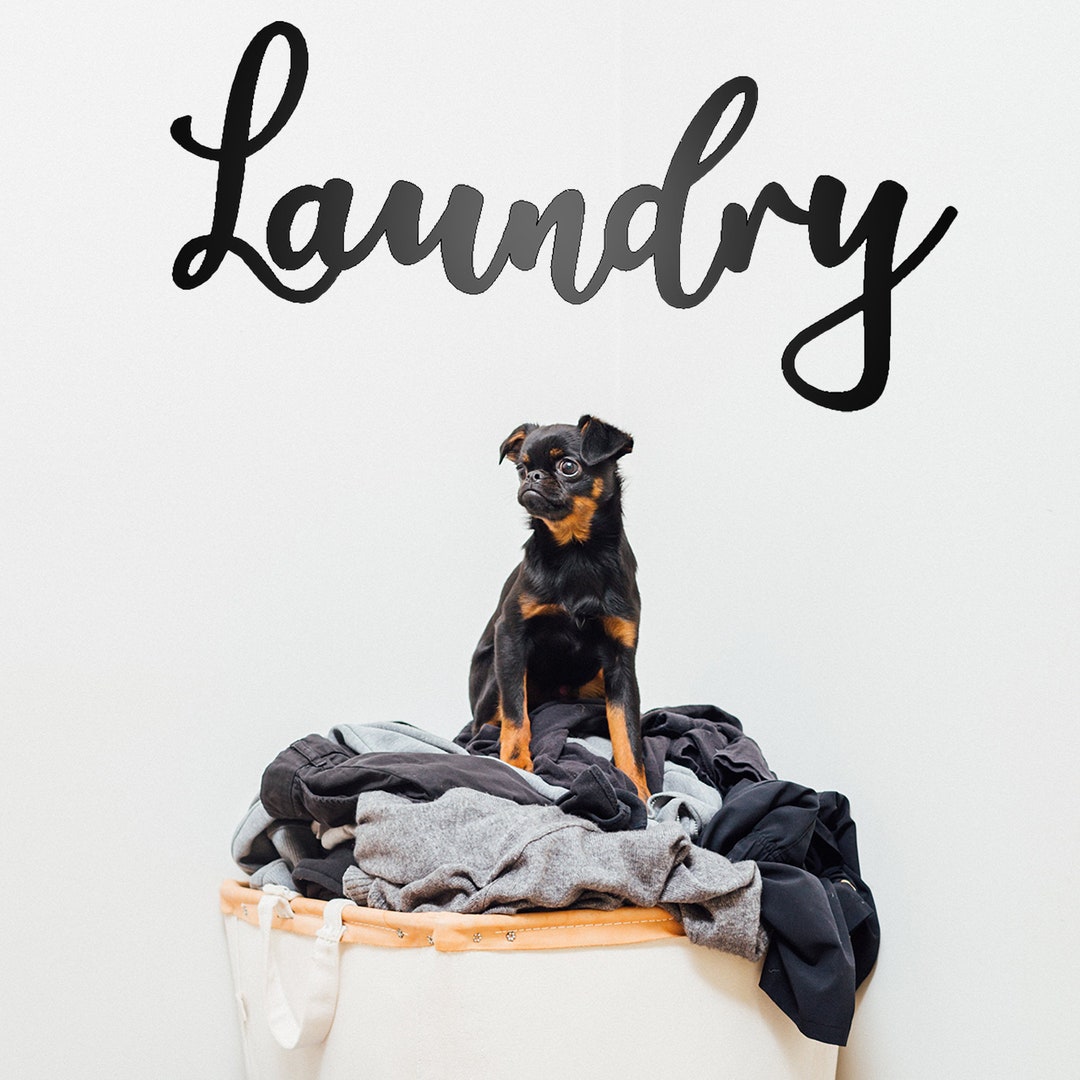 Laundry Metal Script Sign Modern Wall Decor Black Steel Cursive Sign ...