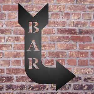 Bar Arrow Metal Sign - Left or Right Facing Directional Steel Wall ...