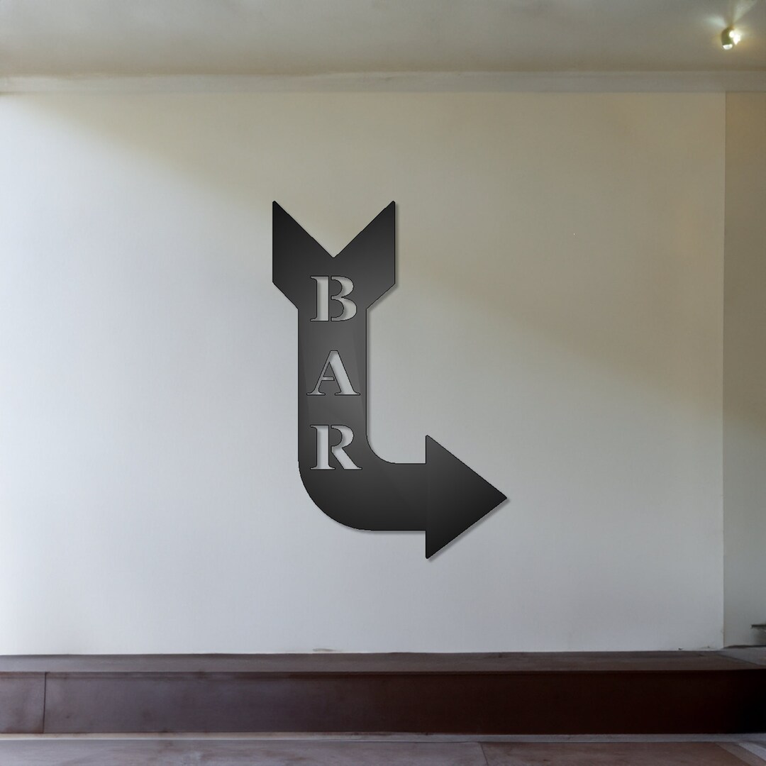 Bar Arrow Metal Sign - Left or Right Facing Directional Steel Wall ...