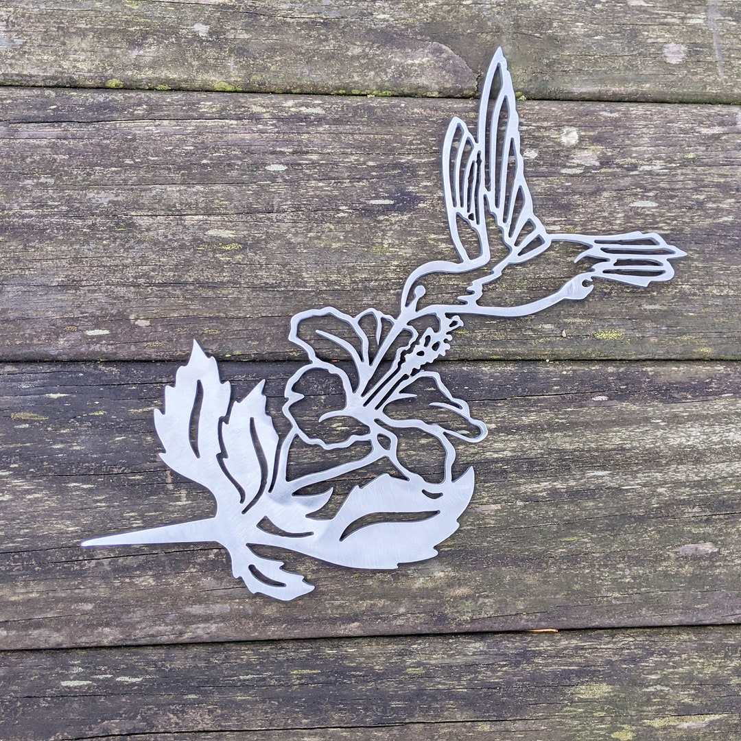 Hummingbird Metal Tree Sign - Raw Steel or Powder Coated Metal Bird ...