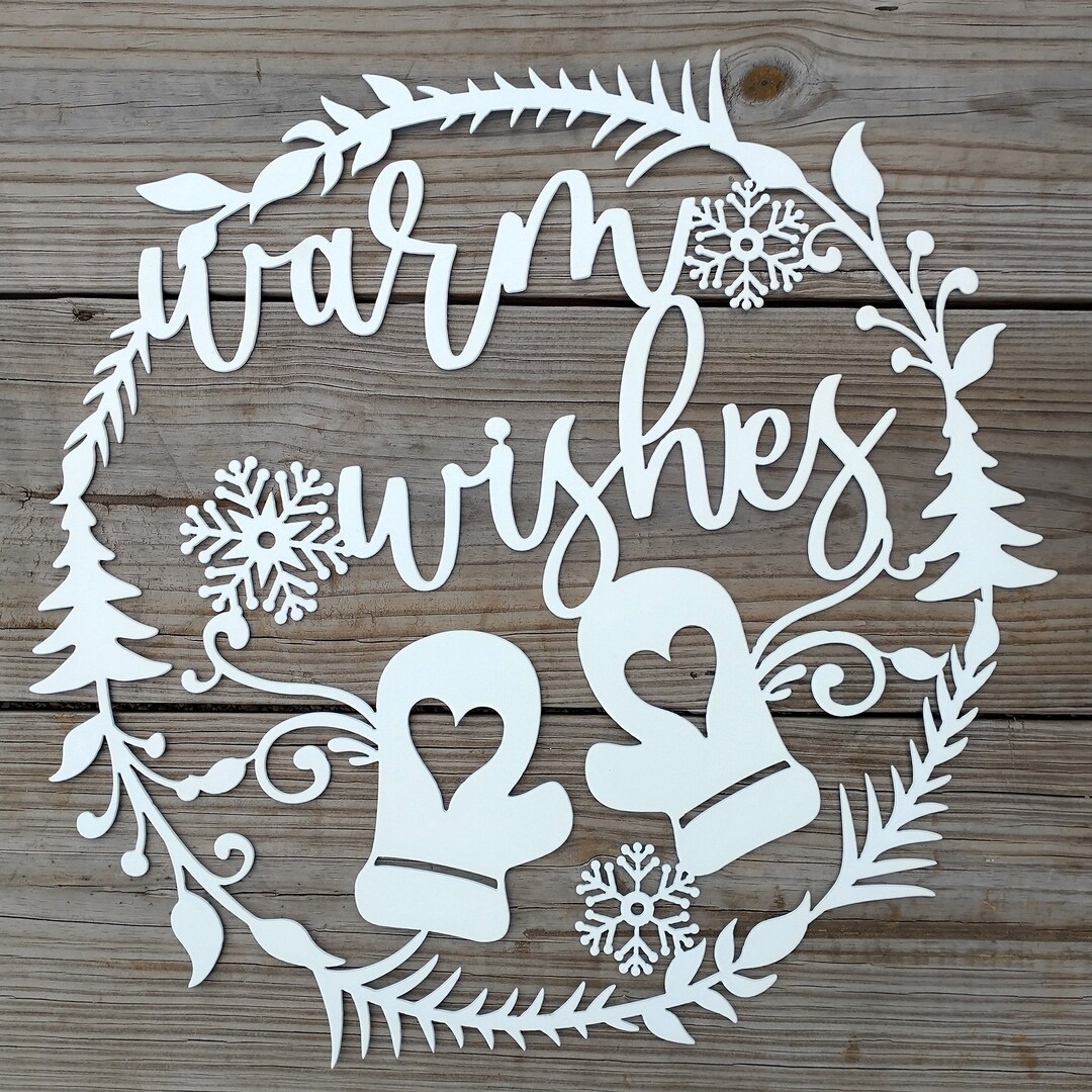 Warm Wishes With Mittens Holiday Metal Sign - White Winter Season Wall ...